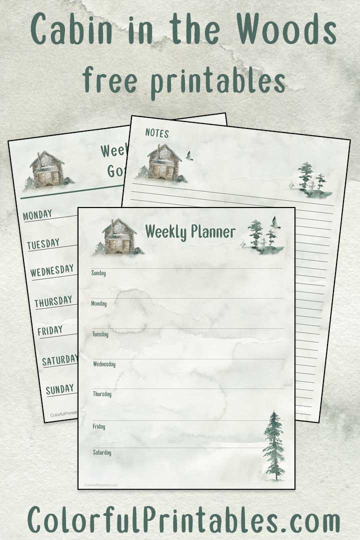 Cabin in the Woods Notes and Weekly Printables - Colorful Printables