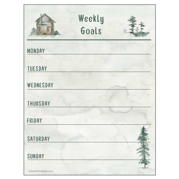 Cabin in the Woods Notes and Weekly Printables - Colorful Printables